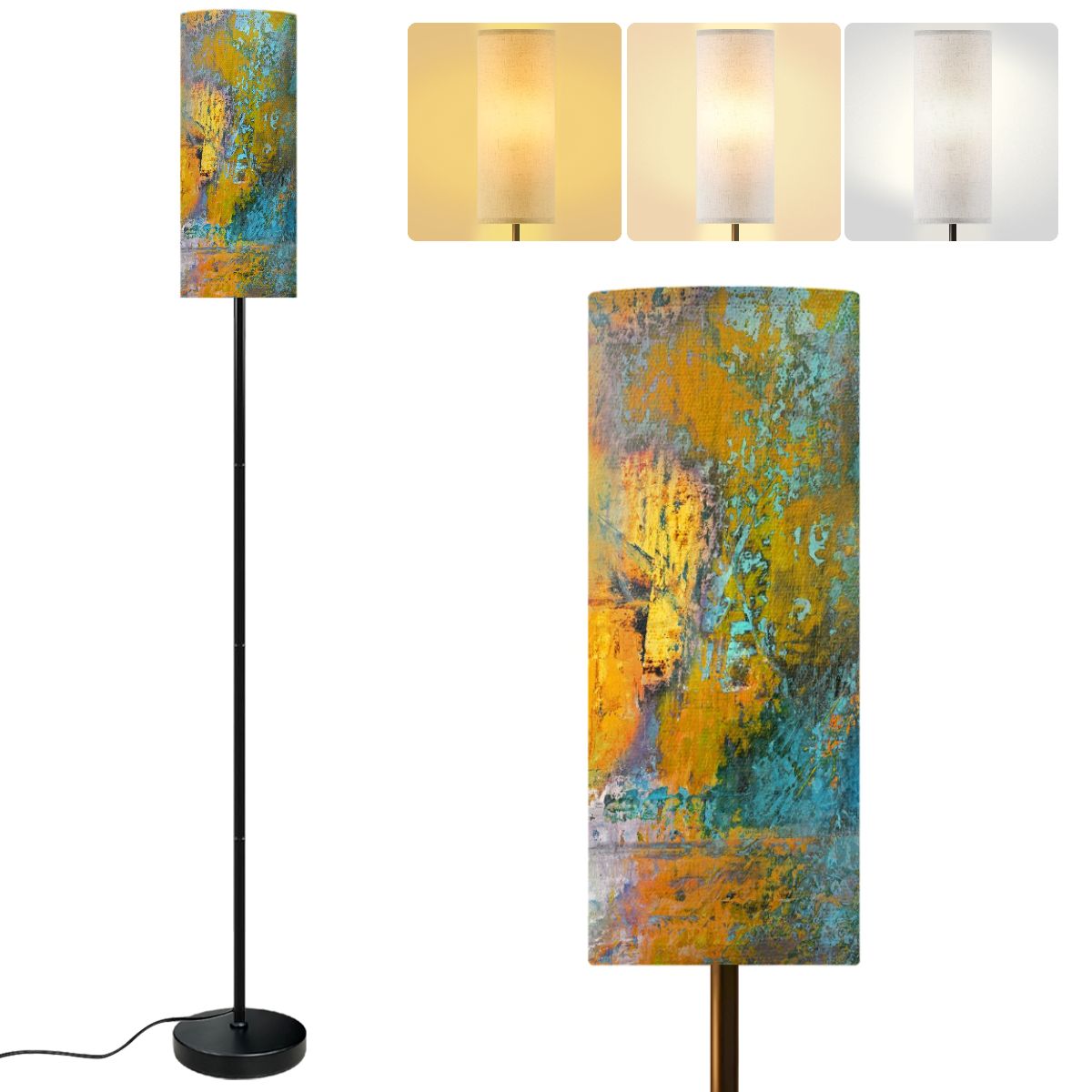 Modern Standing Floor Lamp abstract original painting canvas sun ball ...