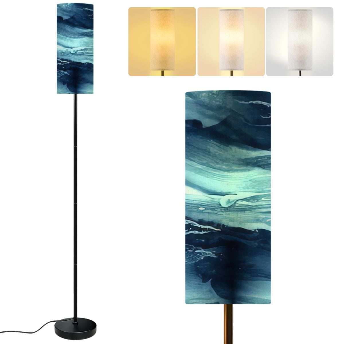 Modern Standing Floor Lamp abstract paint water blue sea waves ...