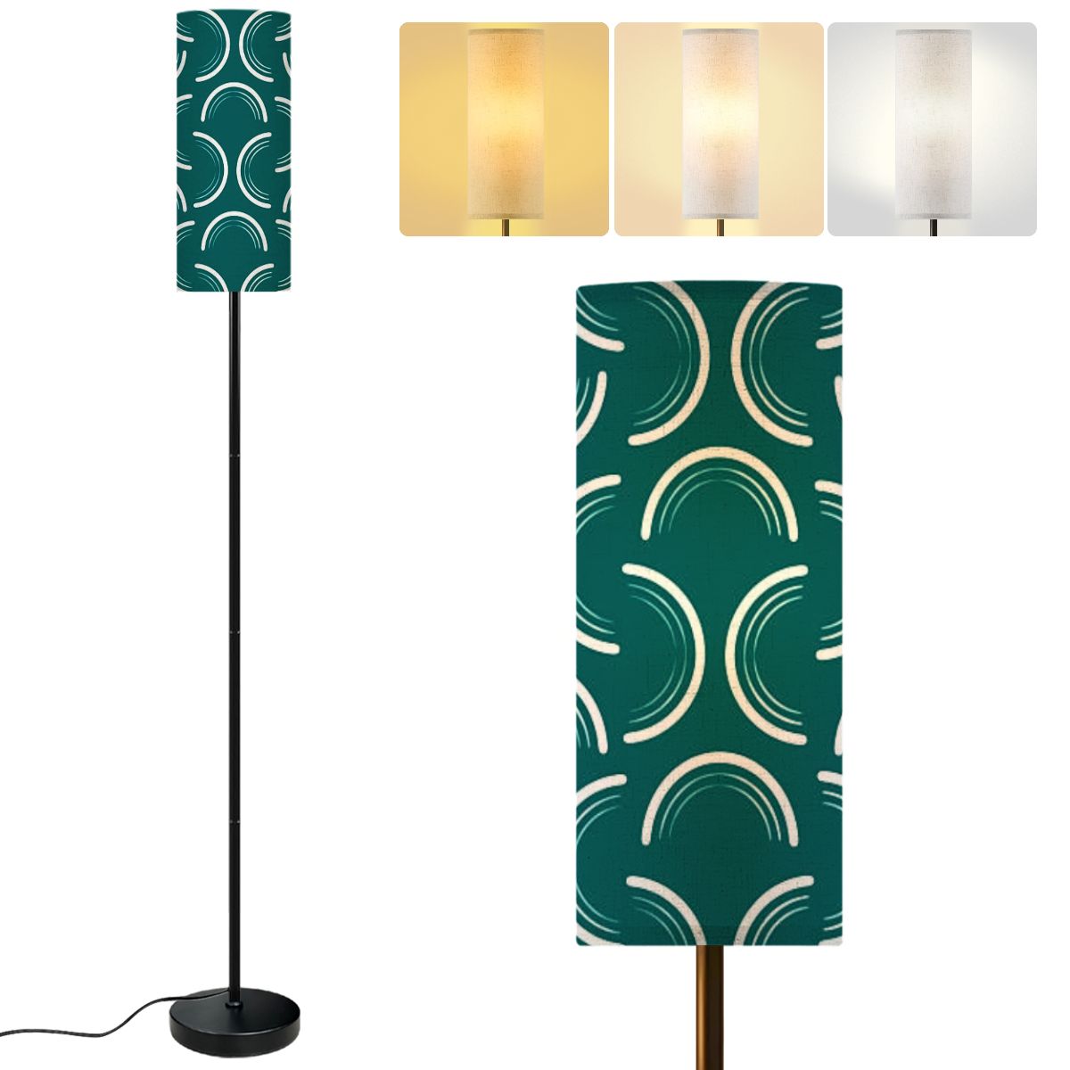 Modern Standing Floor Lamp abstract pattern semicircle shape green like ...