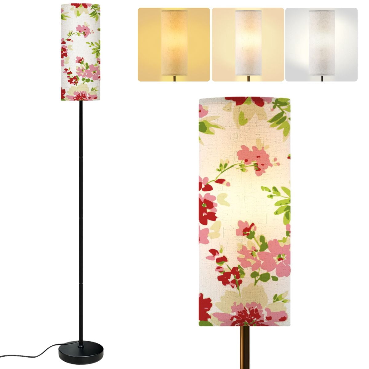 Modern Standing Floor Lamp abstract red flowers Seamless pattern design ...