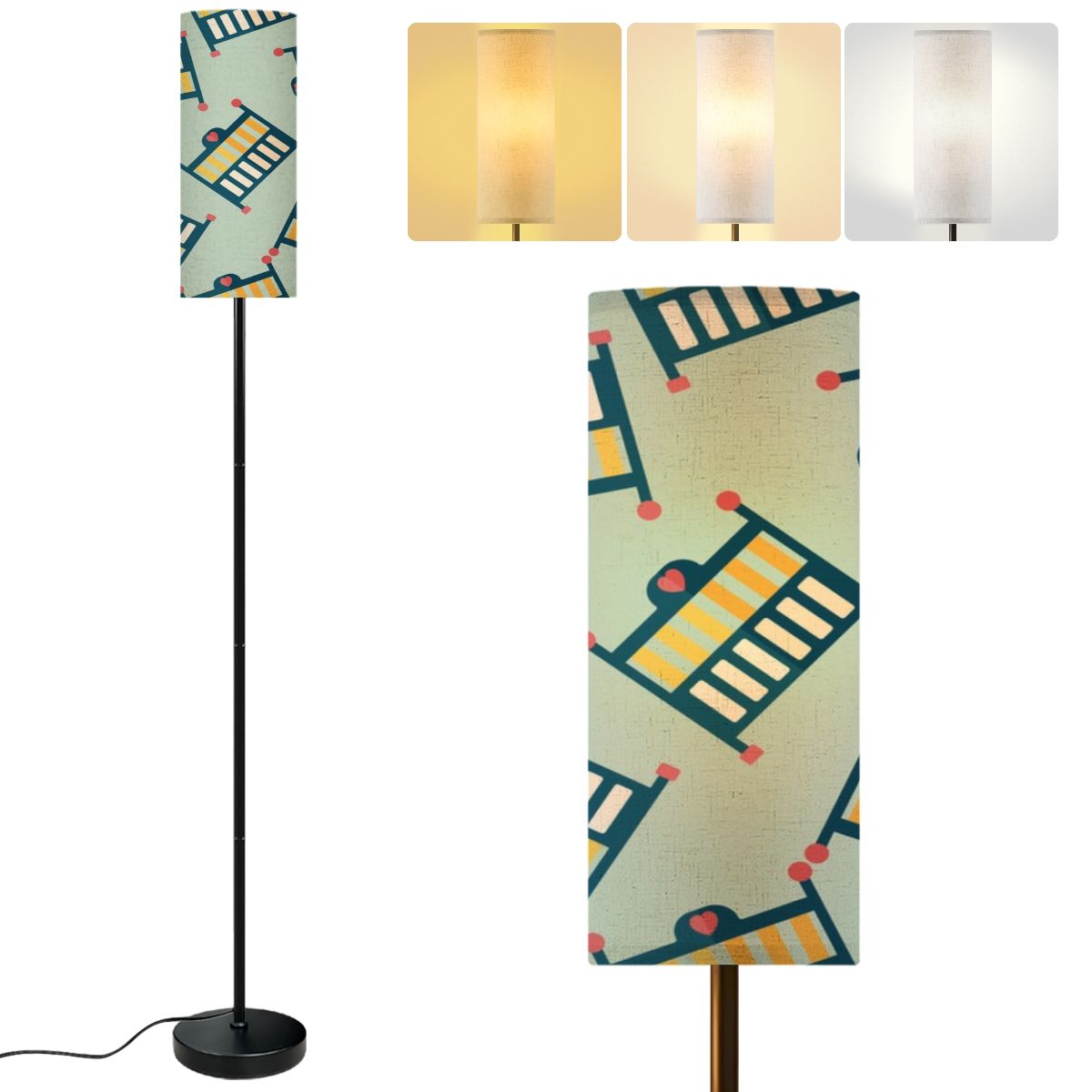 Modern Standing Floor Lamp baby cradle bed flat seamless Dimmable Metal ...