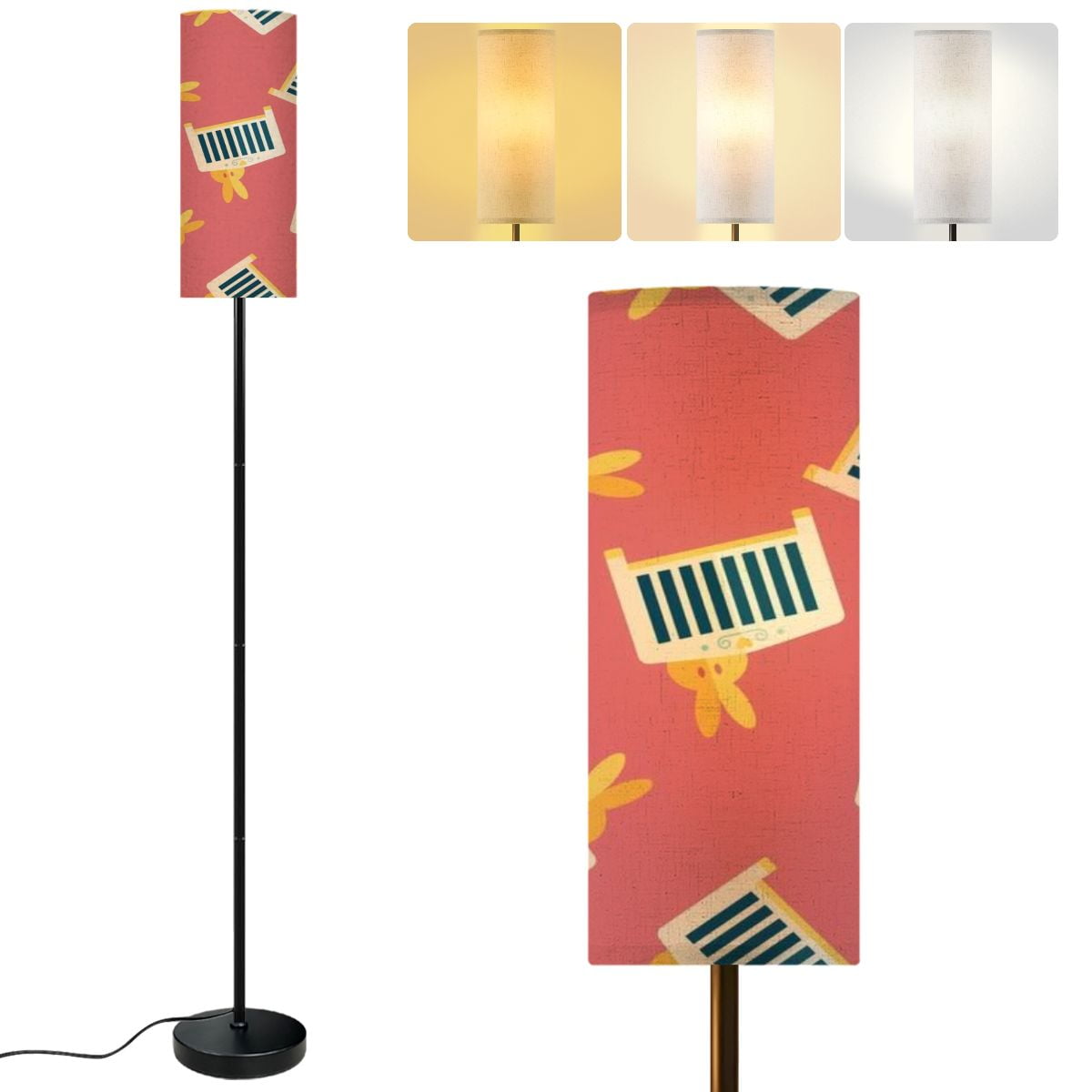 Modern Standing Floor Lamp baby cradle bed flat seamless Dimmable Metal ...