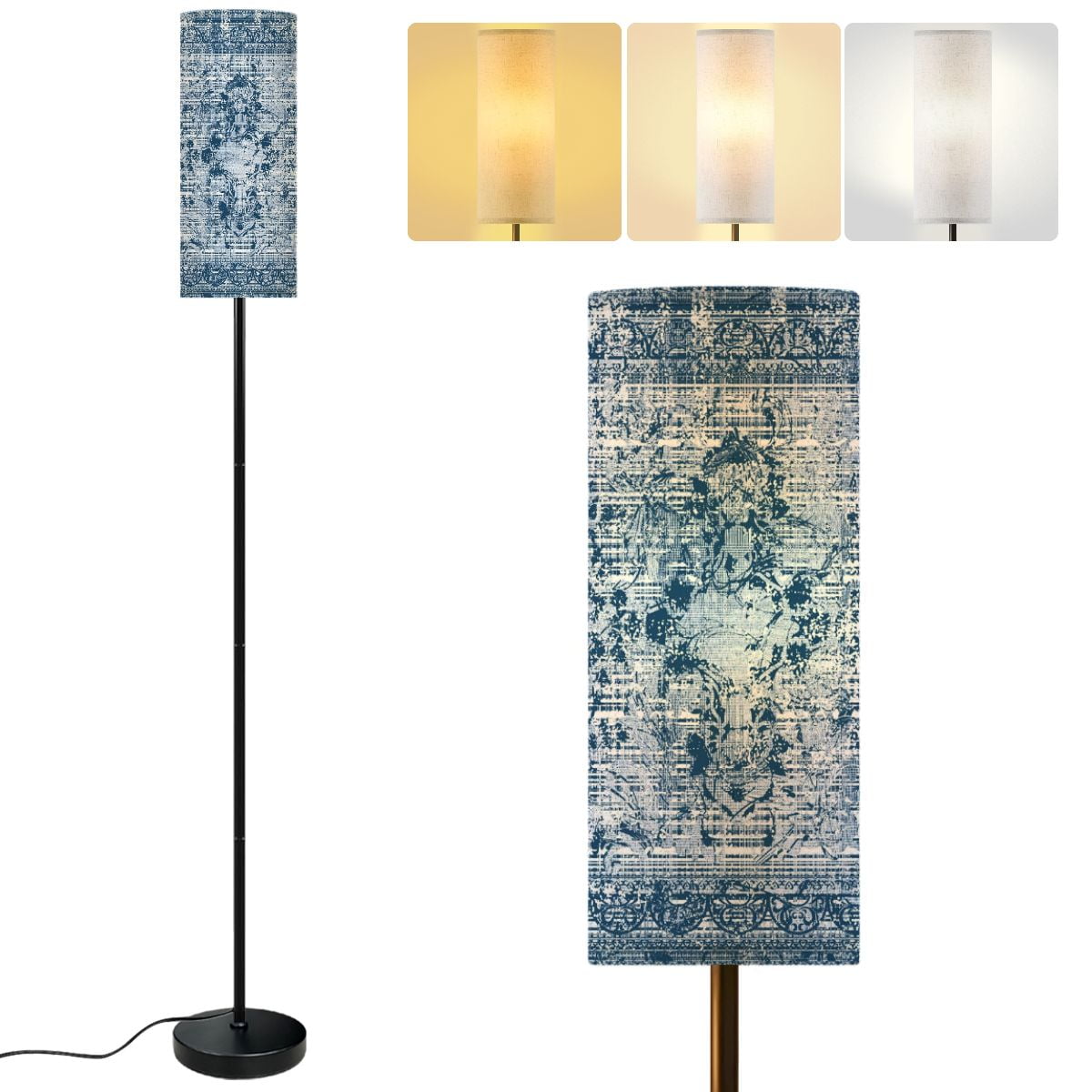 Modern Standing Floor Lamp blue tones classic traditional ottoman ...