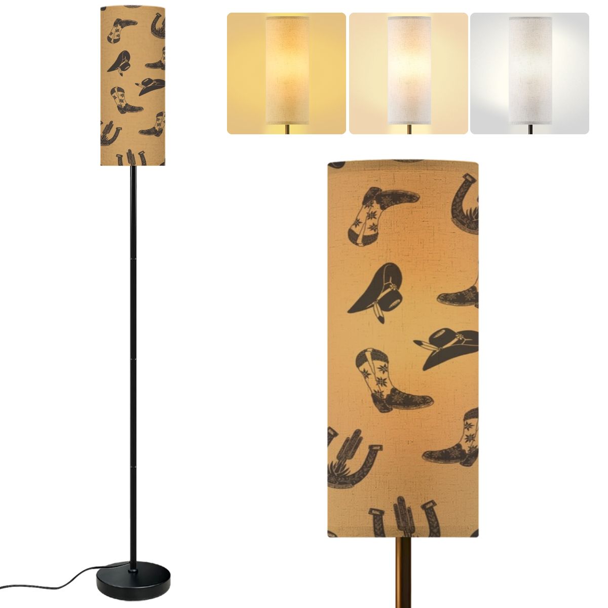 Modern Standing Floor Lamp boots hat graphic horseshoe design seamless ...