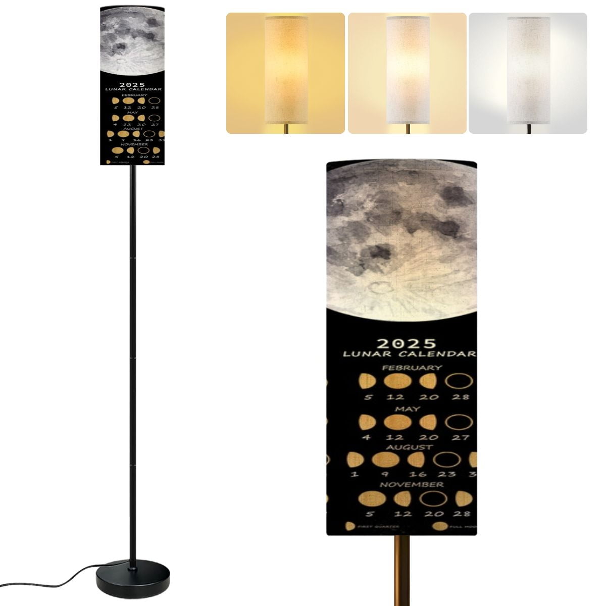 Modern Standing Floor Lamp calendar 2025 Moon phases calendar for 2025 ...