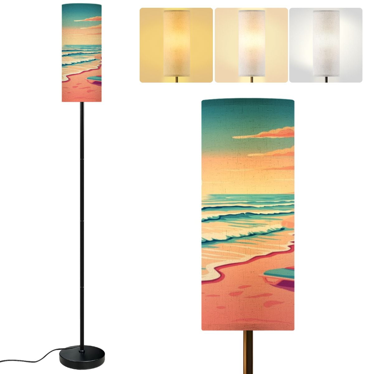 Modern Standing Floor Lamp calm beach colorful sky enchanting sunset ...
