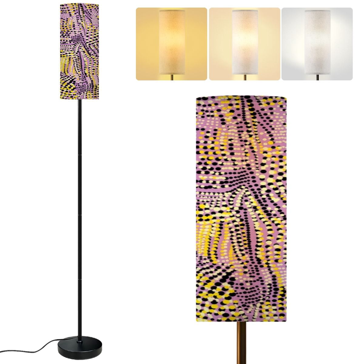 Modern Standing Floor Lamp This captivating textile design features an ...