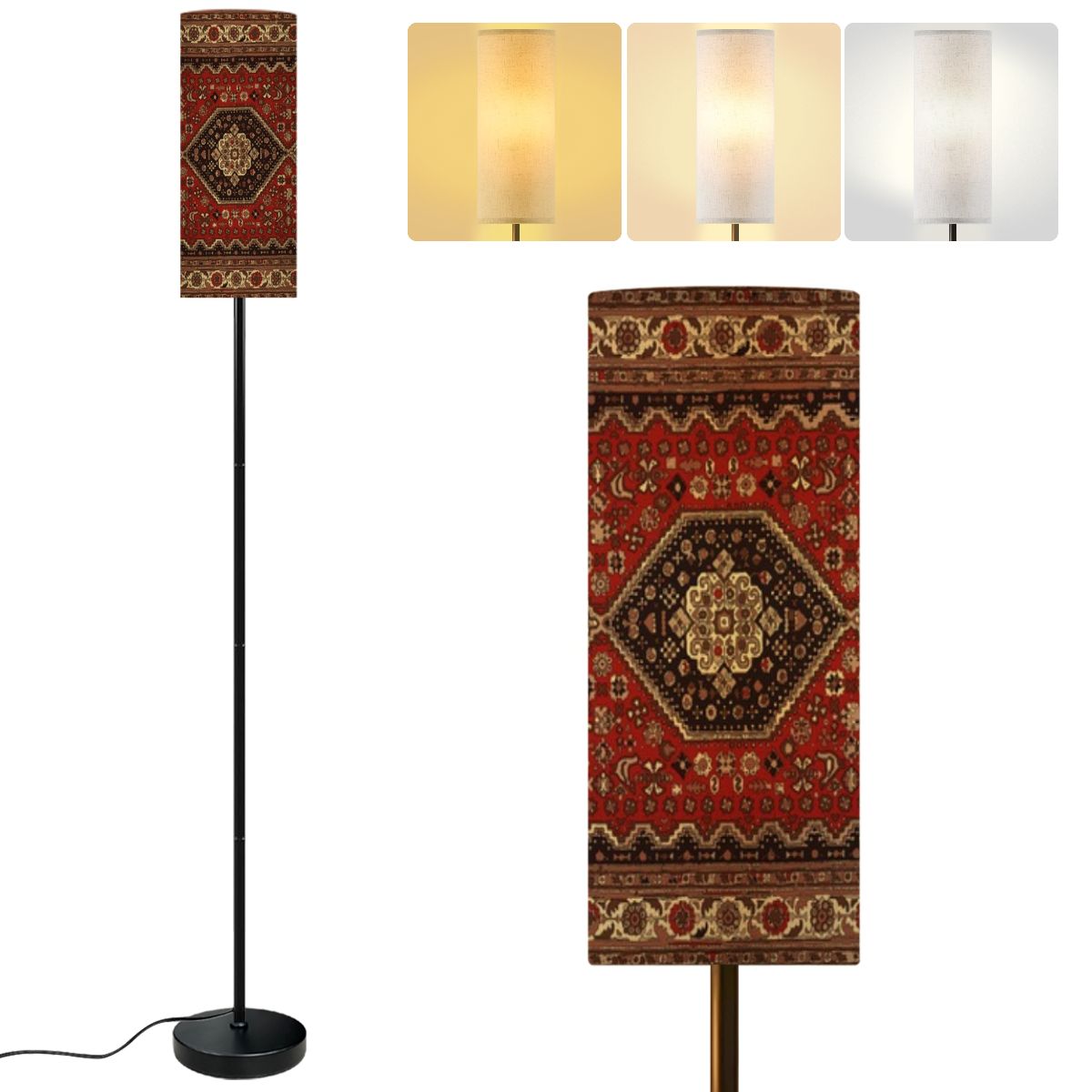 Modern Standing Floor Lamp carpet tribal texture Dimmable Metal Pole ...