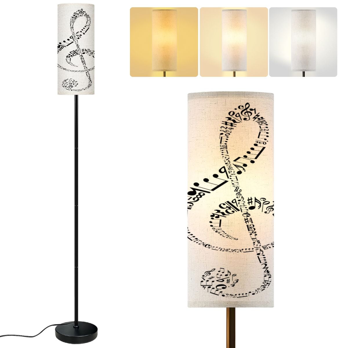 Modern Standing Floor Lamp clef from sheet music symbols Dimmable Metal ...