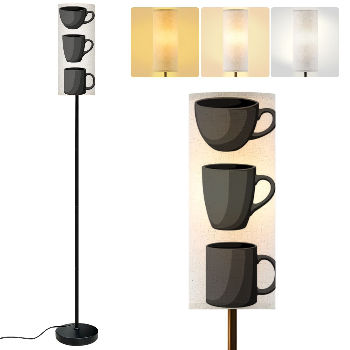 Modern Standing Floor Lamp colorful cups white Web site page mobile app ...