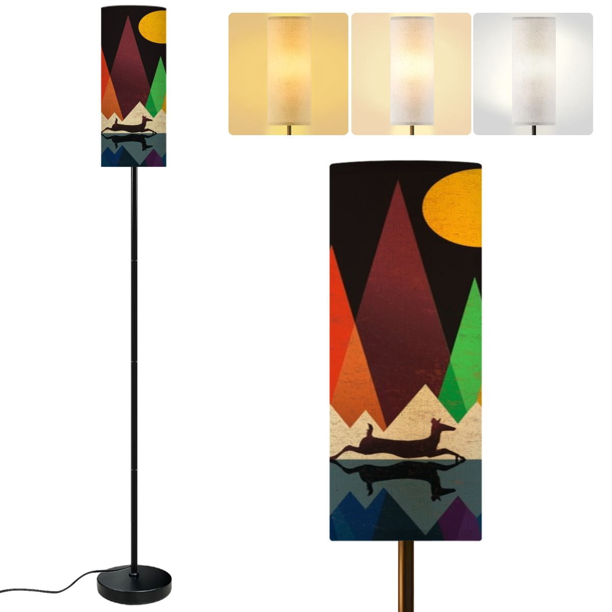 Modern Standing Floor Lamp colorful graphic trees mountains are ...