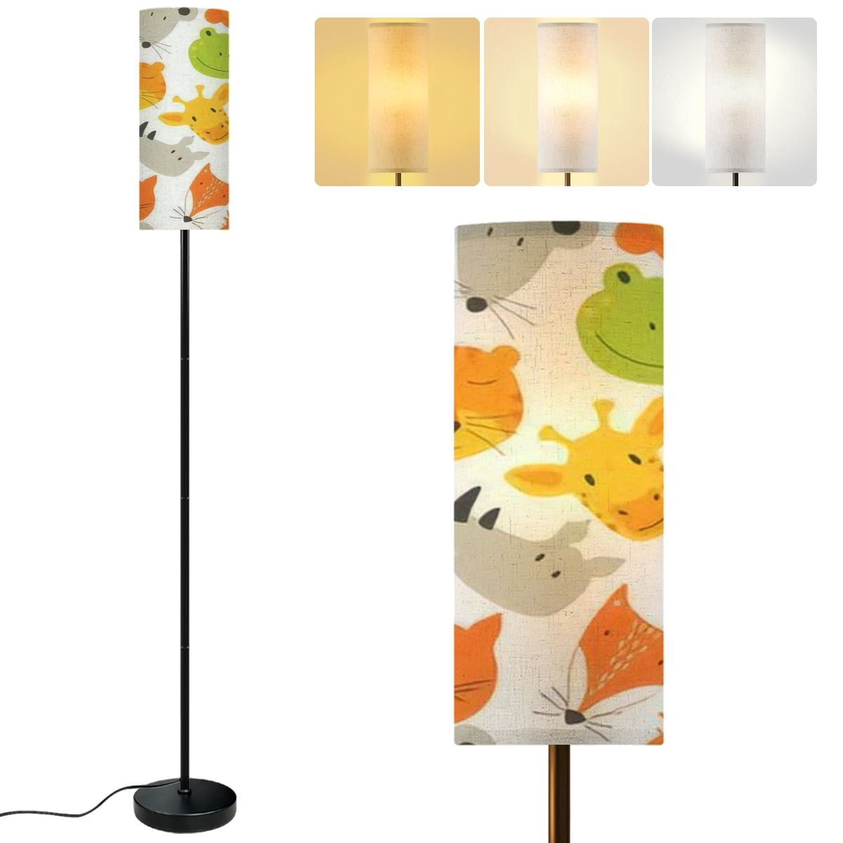 Modern Standing Floor Lamp colorful seamless for kids animals Ideal for ...