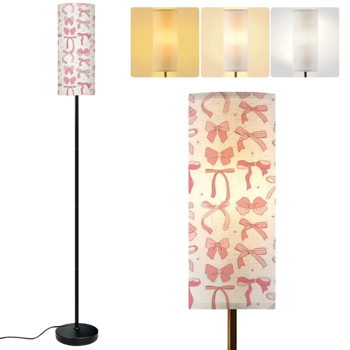 Modern Standing Floor Lamp cute coquette aesthetic seamless pink ribbon ...