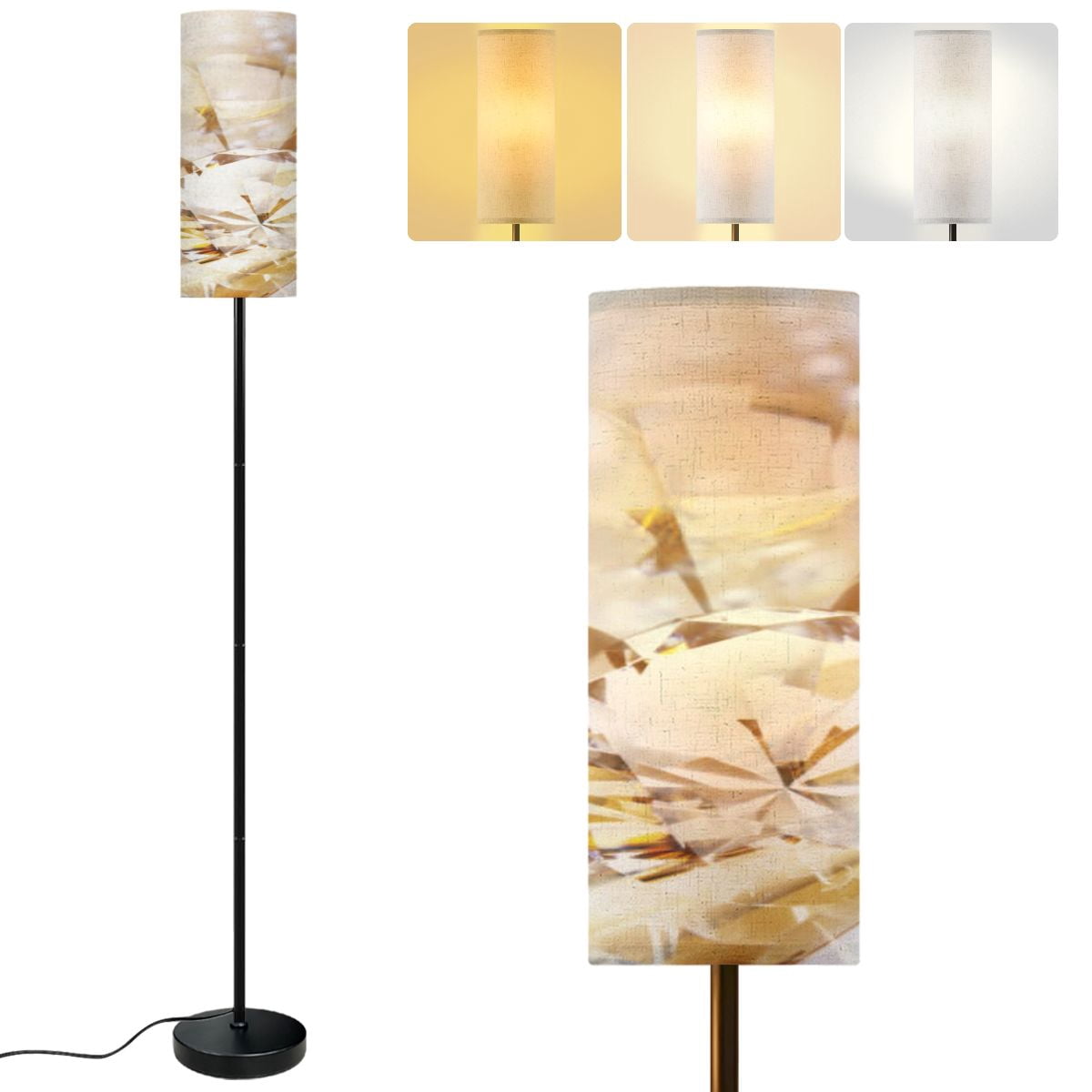 Modern Standing Floor Lamp day Dimmable Metal Pole Lamp with Linen ...