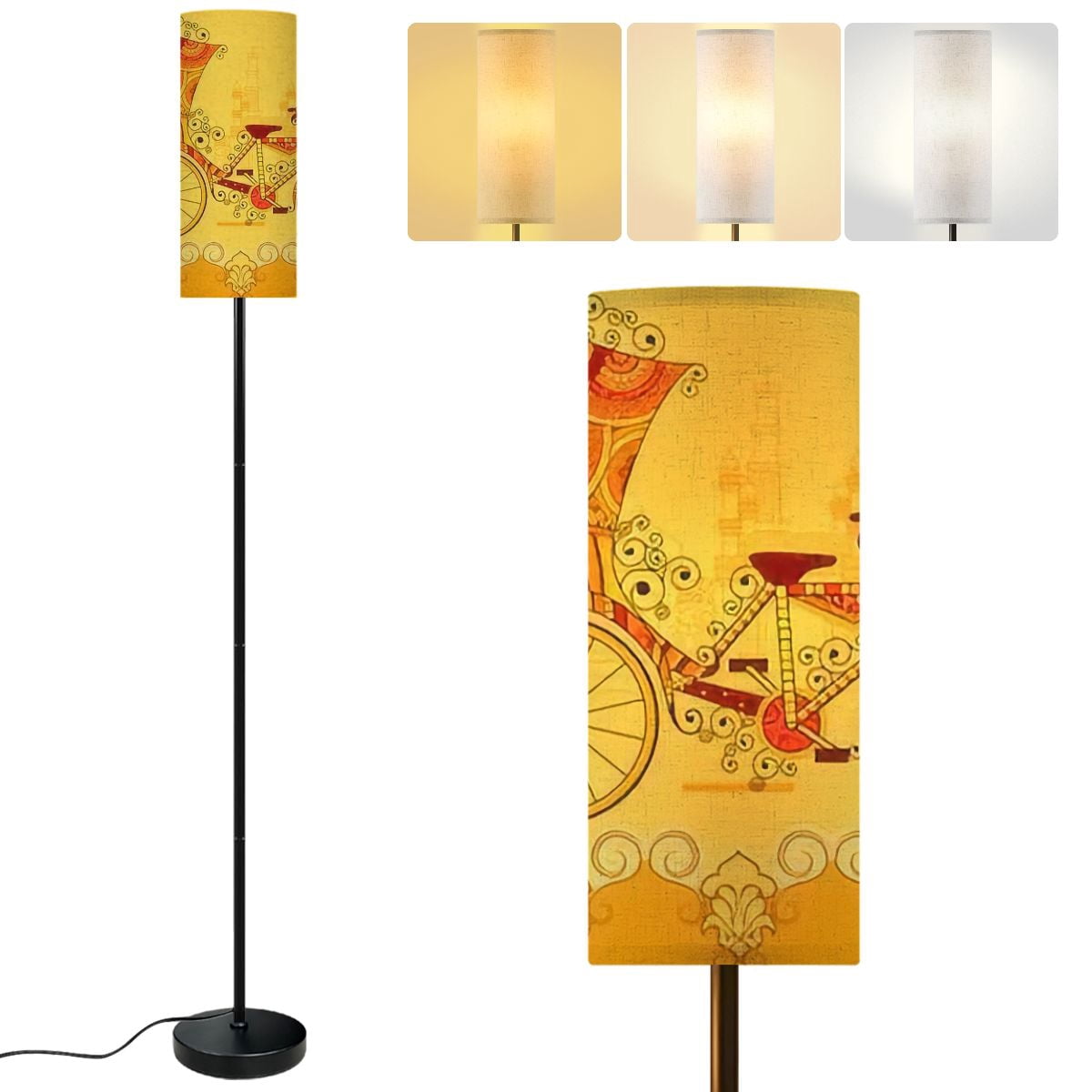 Modern Standing Floor Lamp design cycle rickshaw Indian art style ...