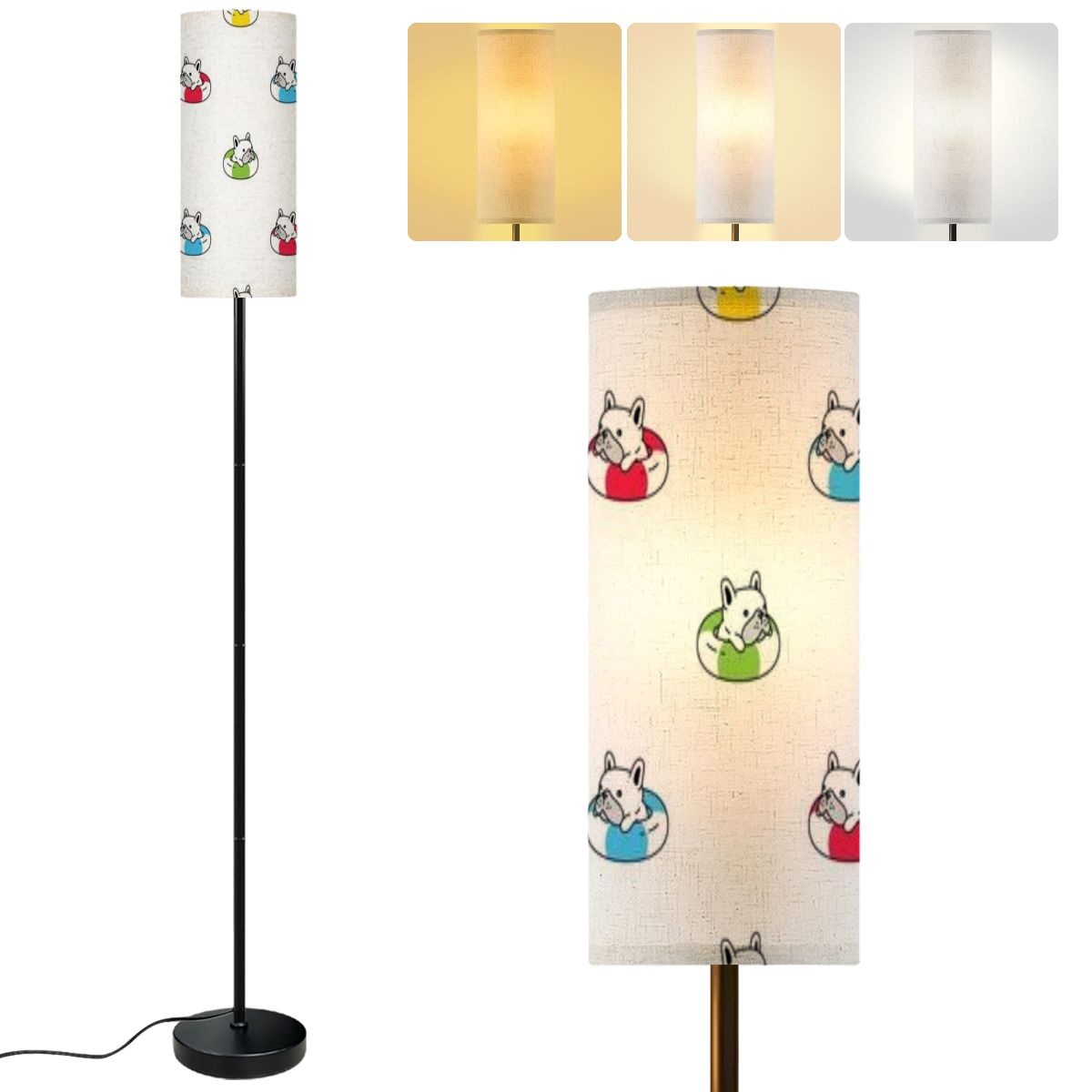 Modern Standing Floor Lamp dog seamless pattern french bulldog swimming ...