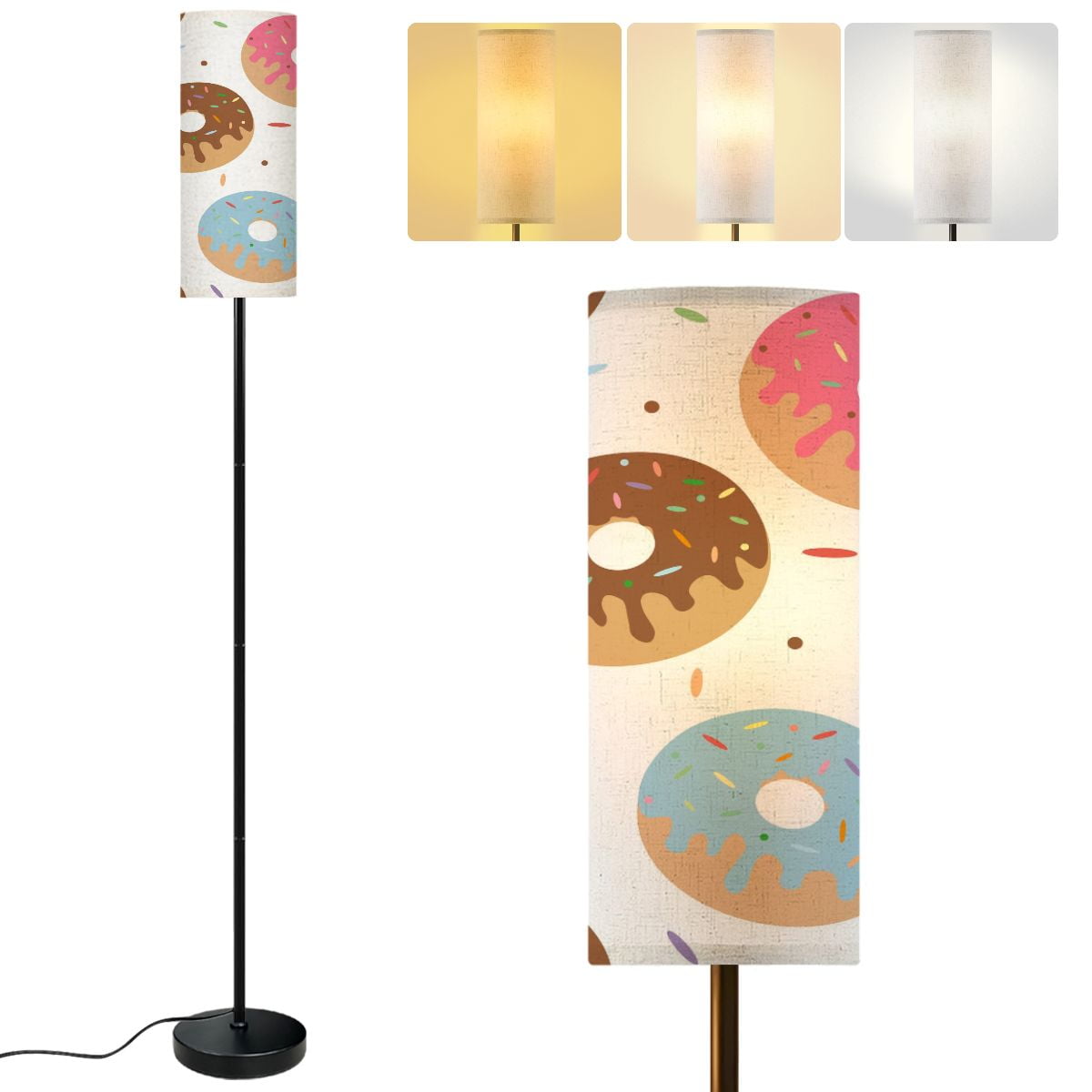 Modern Standing Floor Lamp drawn cute colorful glaze donuts sprinkles ...
