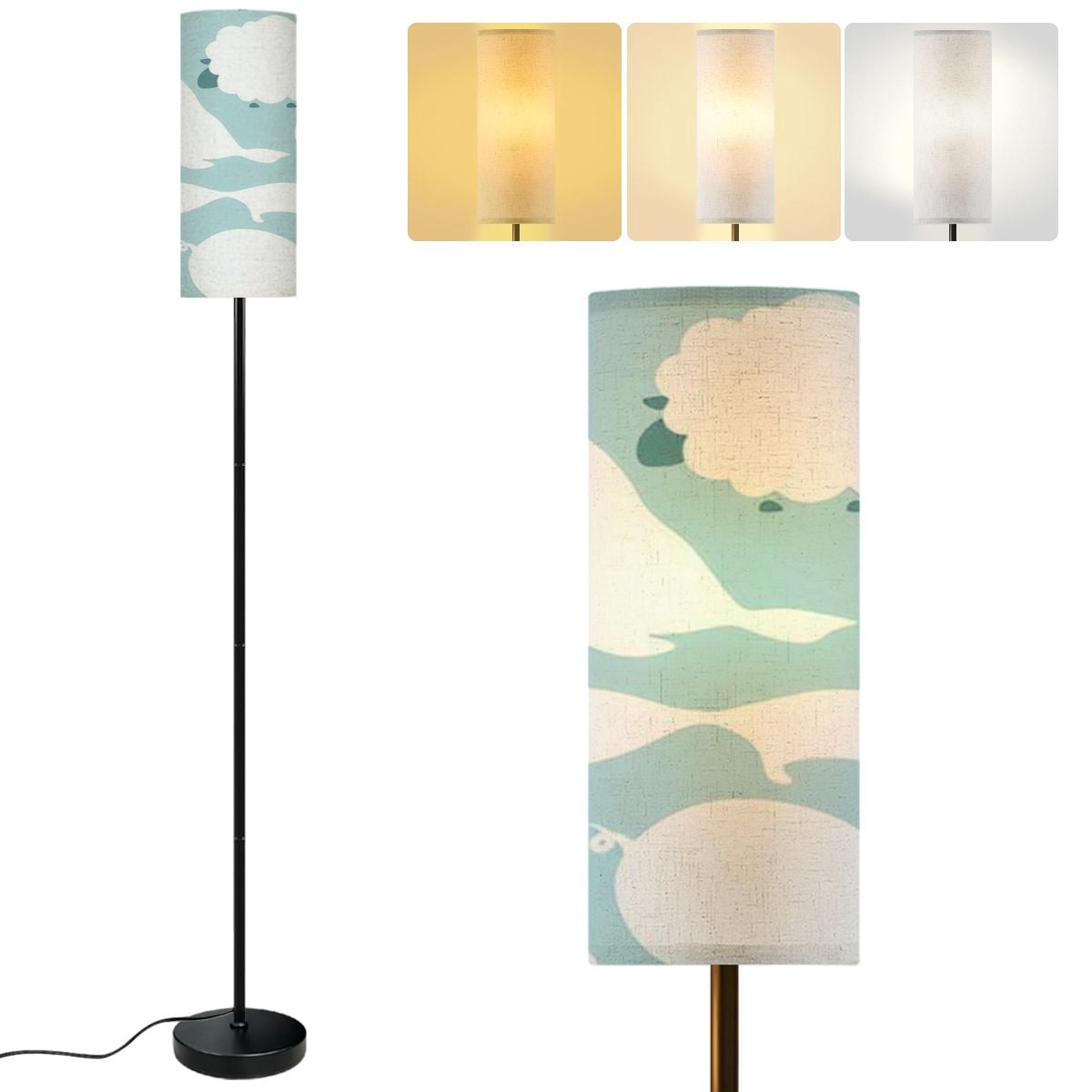Modern Standing Floor Lamp flat animals design Cute seamless fox hippo ...