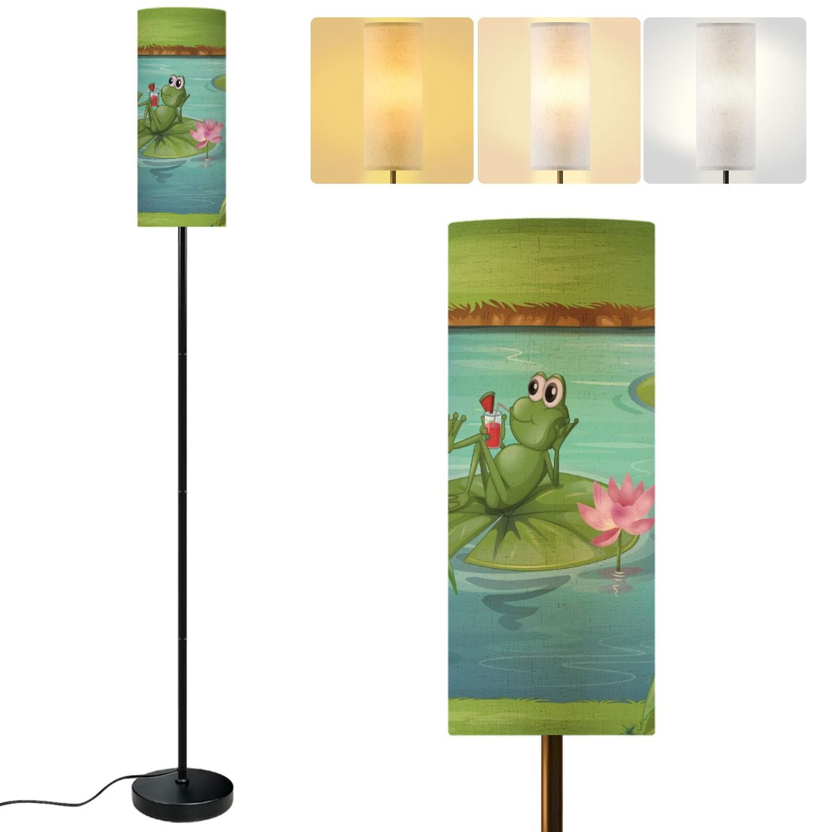 Modern Standing Floor Lamp frog beautiful nature Dimmable Metal Pole ...