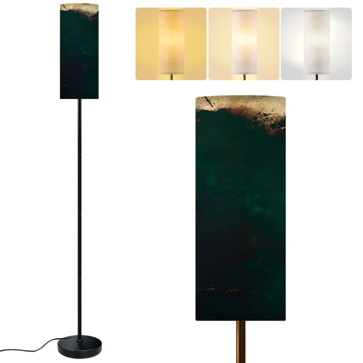 Modern Standing Floor Lamp golden abstract elements dark green ...