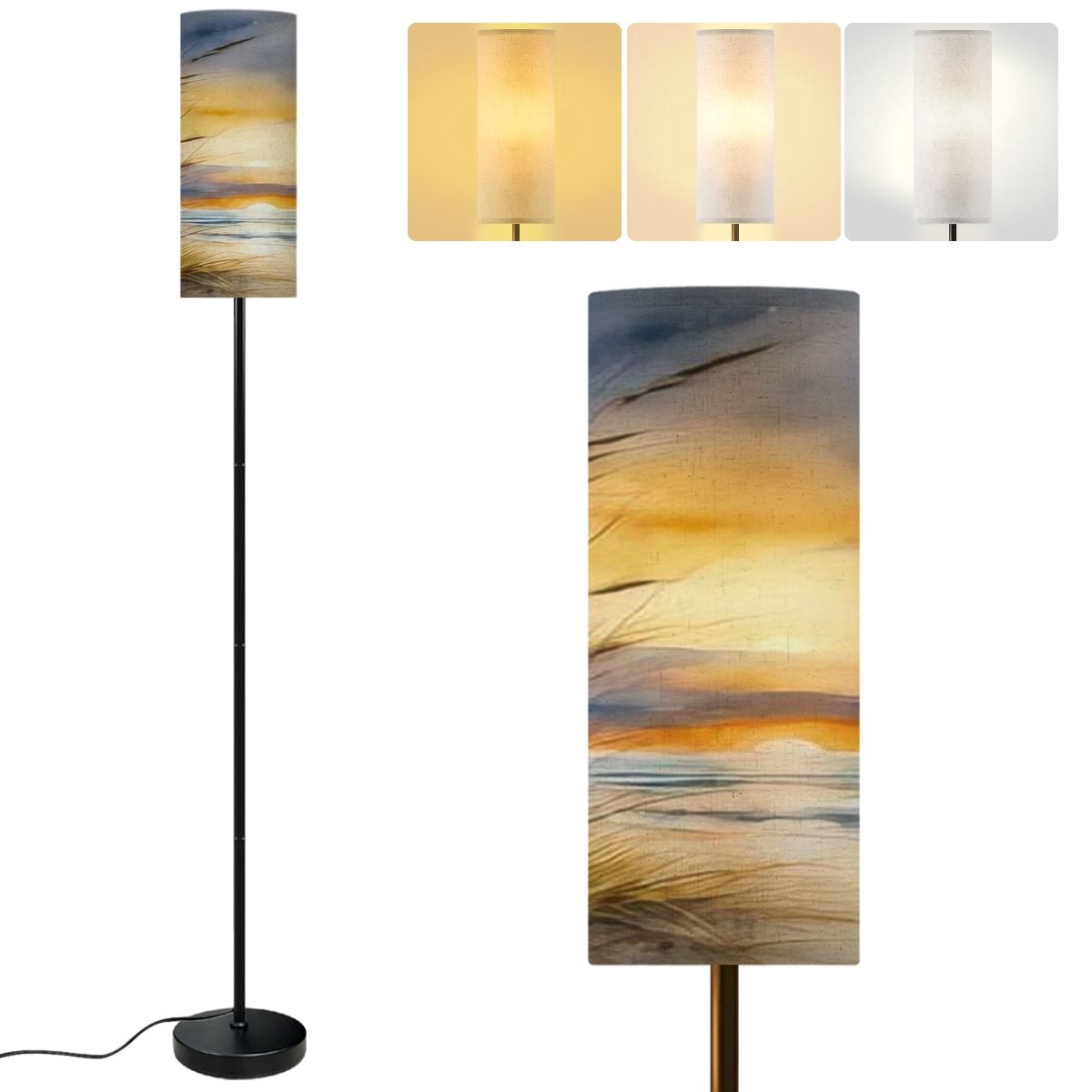 Modern Standing Floor Lamp hand drawn watercolor painting beach grass ...