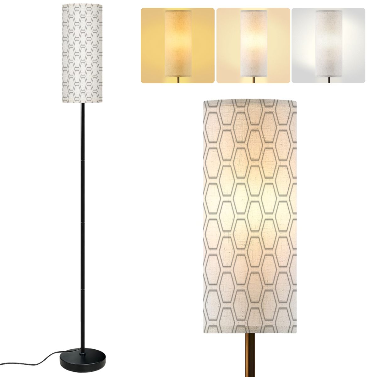 Modern Standing Floor Lamp hexagon geometric seamless hex abstract ...
