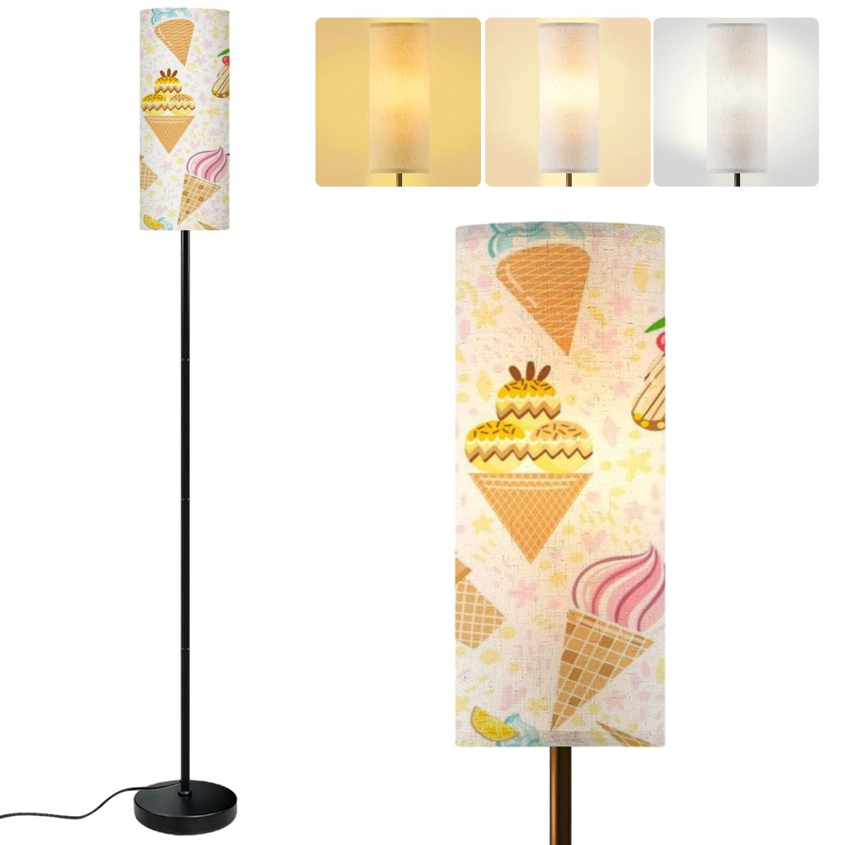Modern Standing Floor Lamp ice cream seamless Dimmable Metal Pole Lamp ...