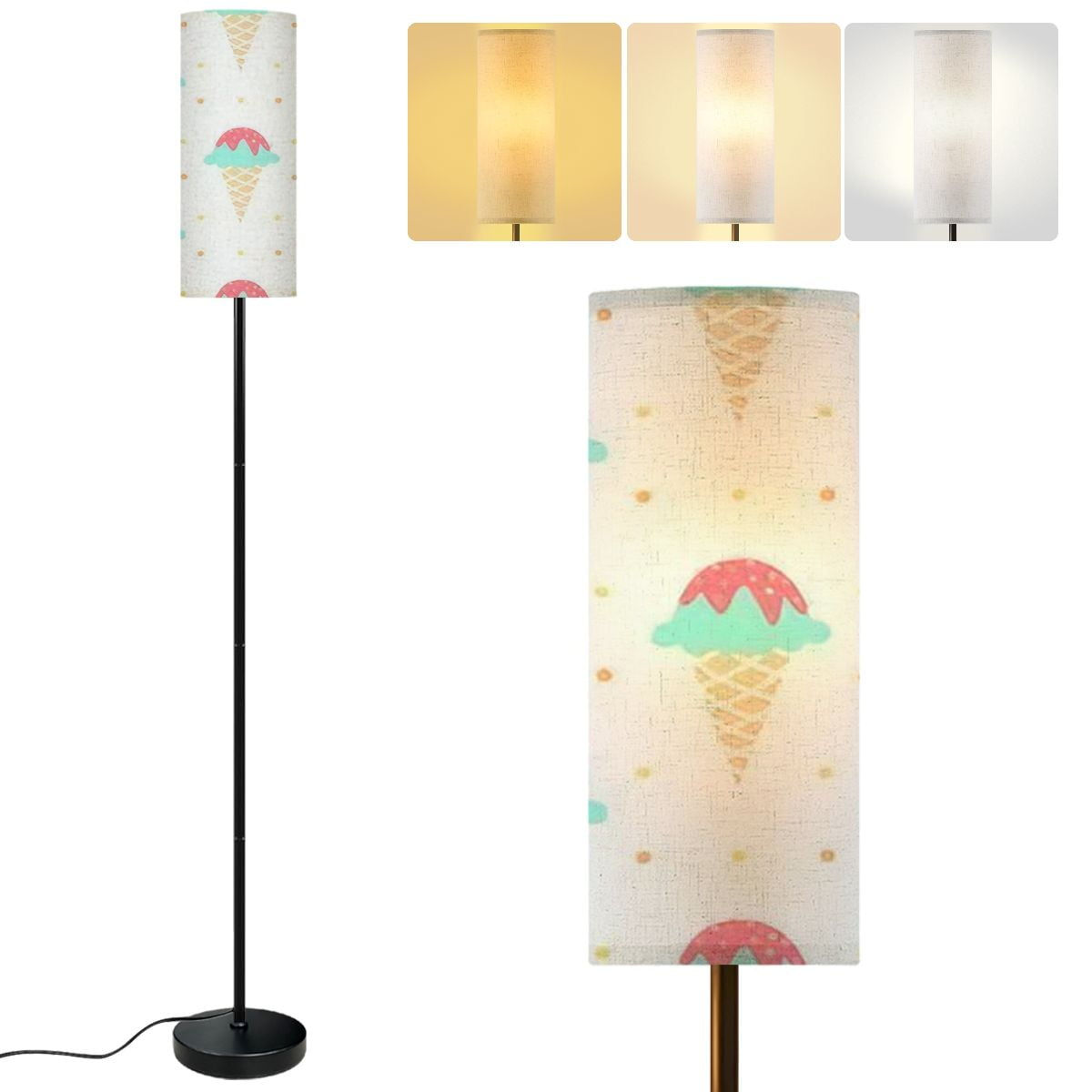 Modern Standing Floor Lamp ice cream seamless sprinkles Dimmable Metal ...