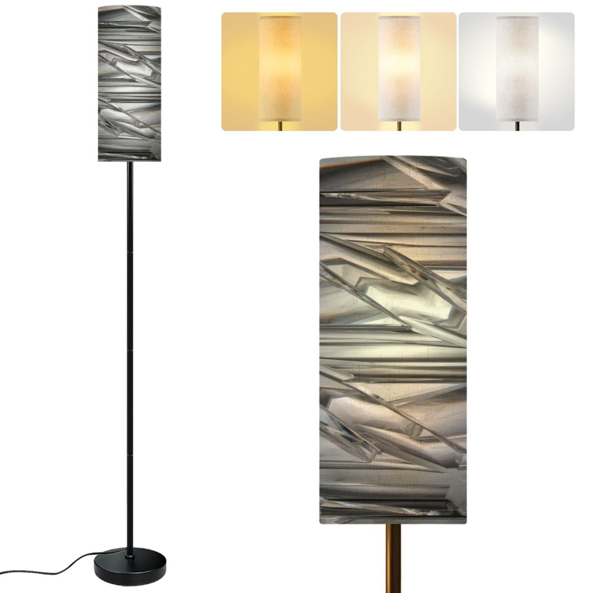 Modern Standing Floor Lamp kaleidoscope rotate gemstone diamond shiny ...