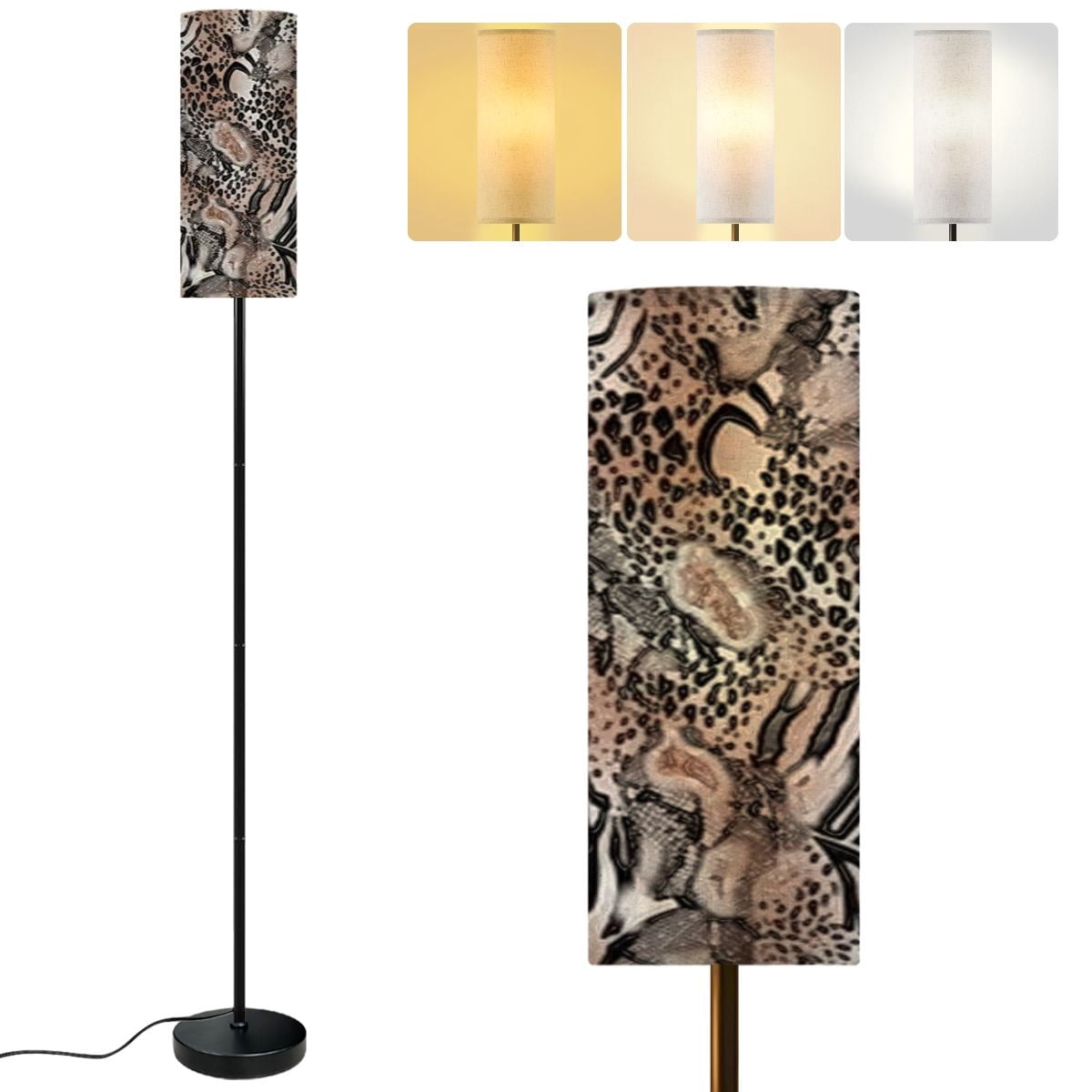 Modern Standing Floor Lamp leopard zebra skin traditional fabric ...