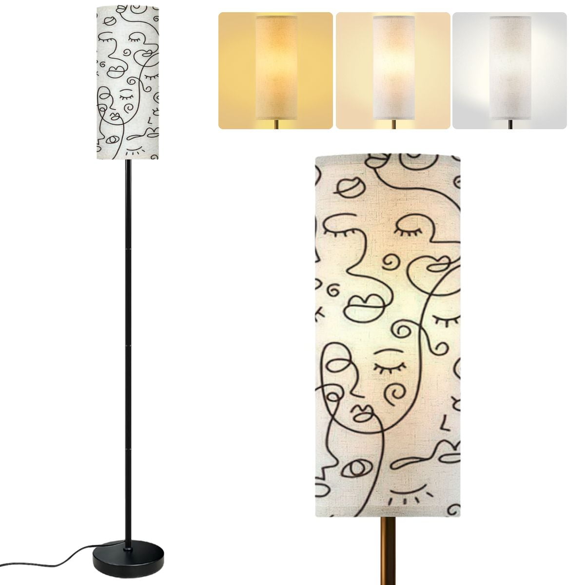 Modern Standing Floor Lamp line drawing abstract face seamless Modern ...