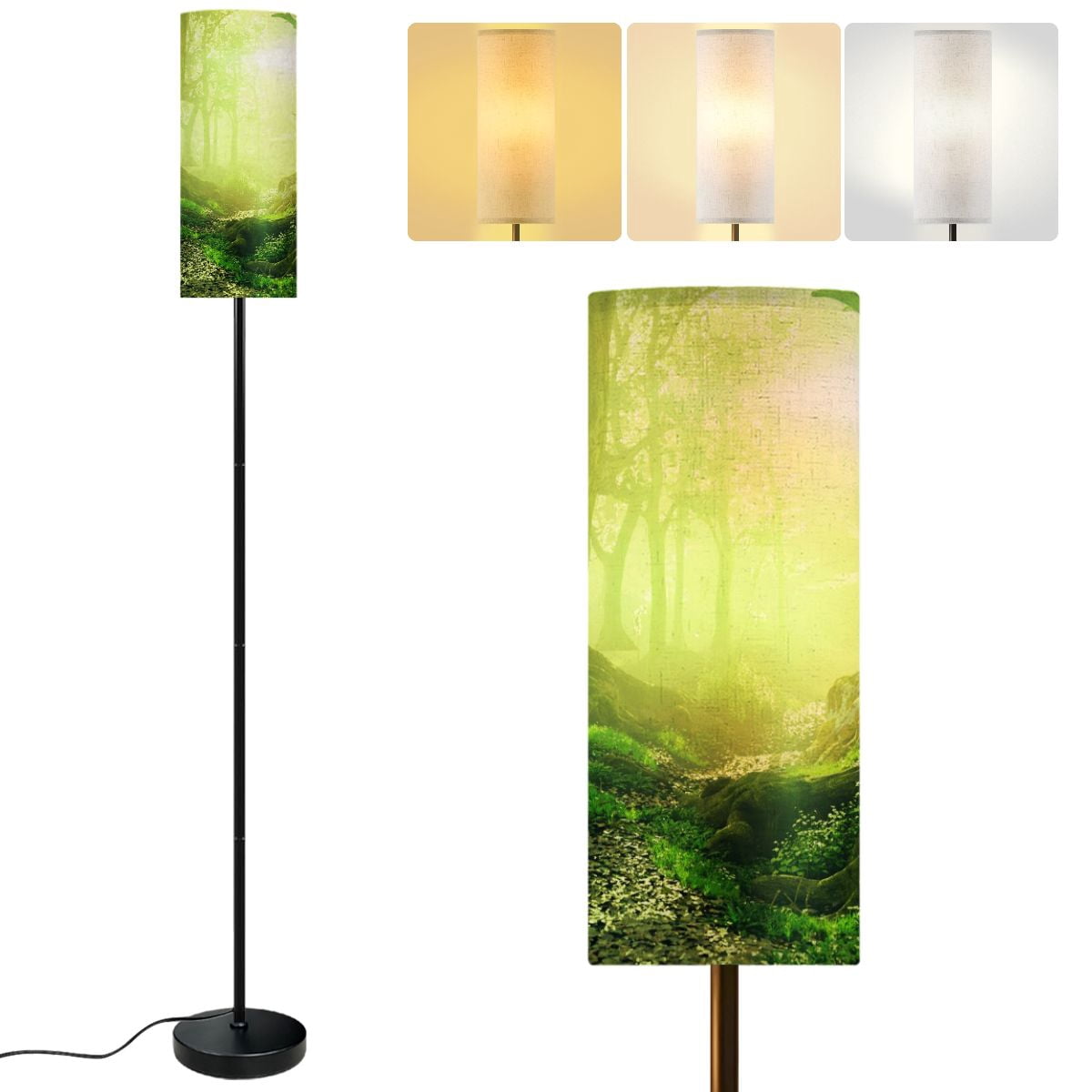 Modern Standing Floor Lamp magical forest sunrise beautiful old trees ...