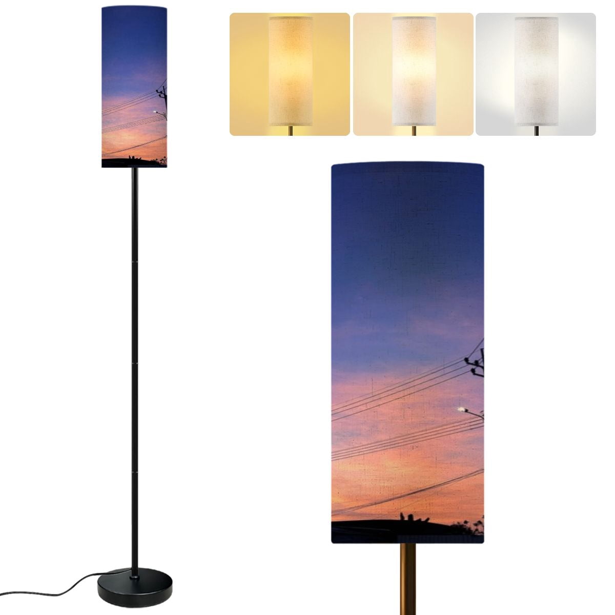 Modern Standing Floor Lamp mixed color sky contrasts dark shadows lamp ...