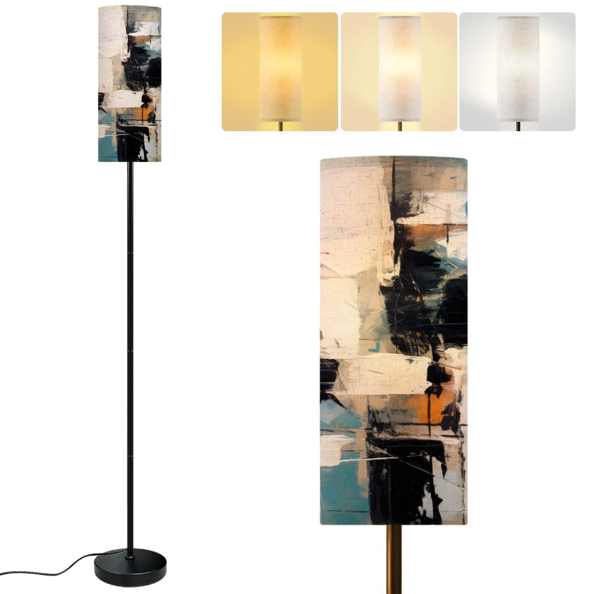 Modern Standing Floor Lamp modern abstract Franz Kline black white blue ...