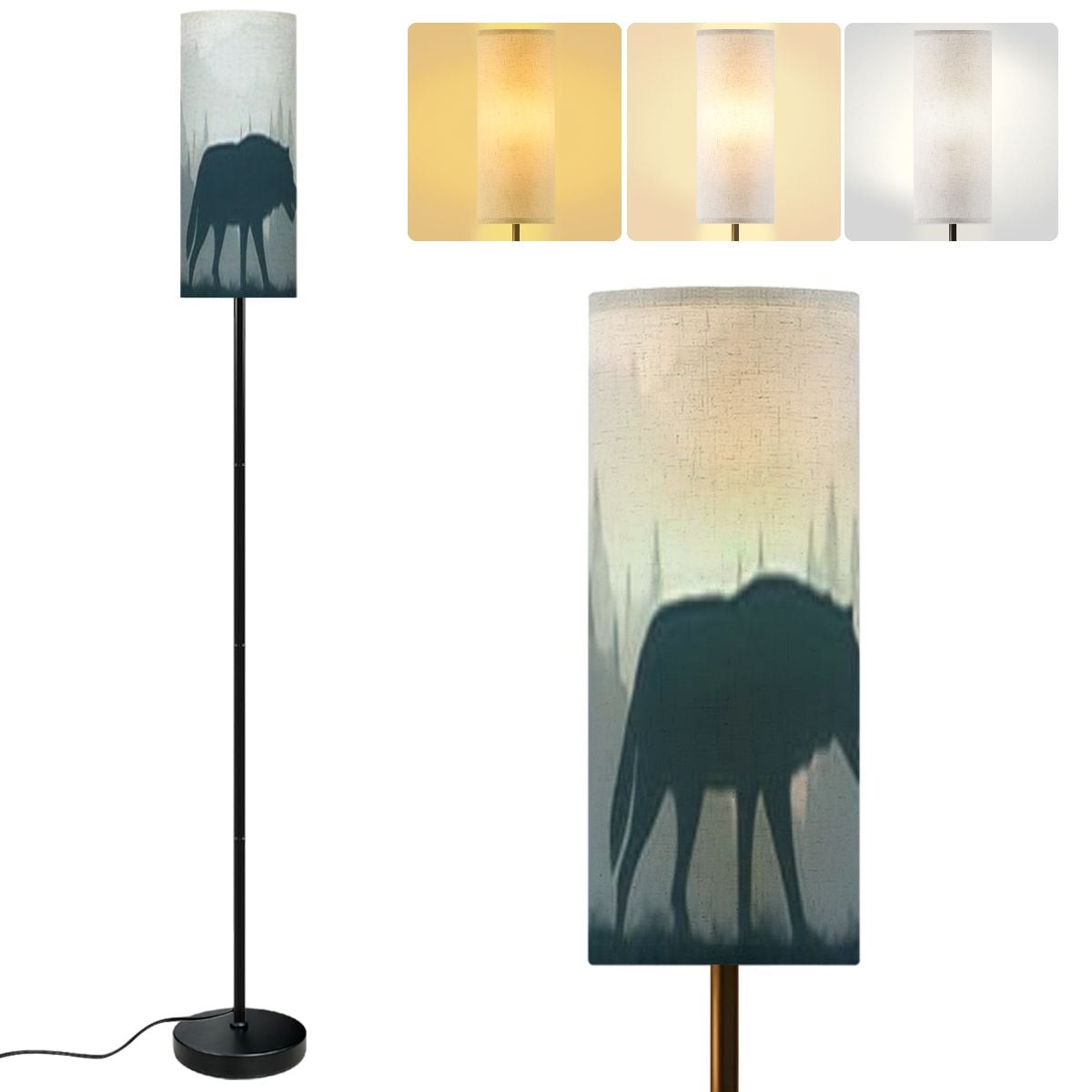 Modern Standing Floor Lamp mountains forest texture seamless pattern ...