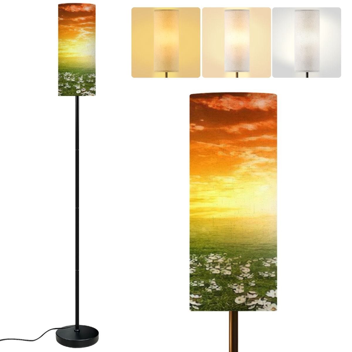 Modern Standing Floor Lamp nature landscape sunset Dimmable Metal Pole ...