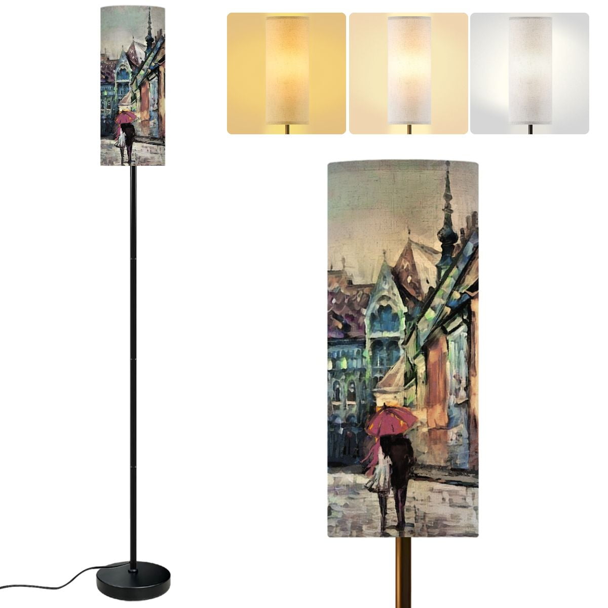 Modern Standing Floor Lamp oil painting canvas european city street ...