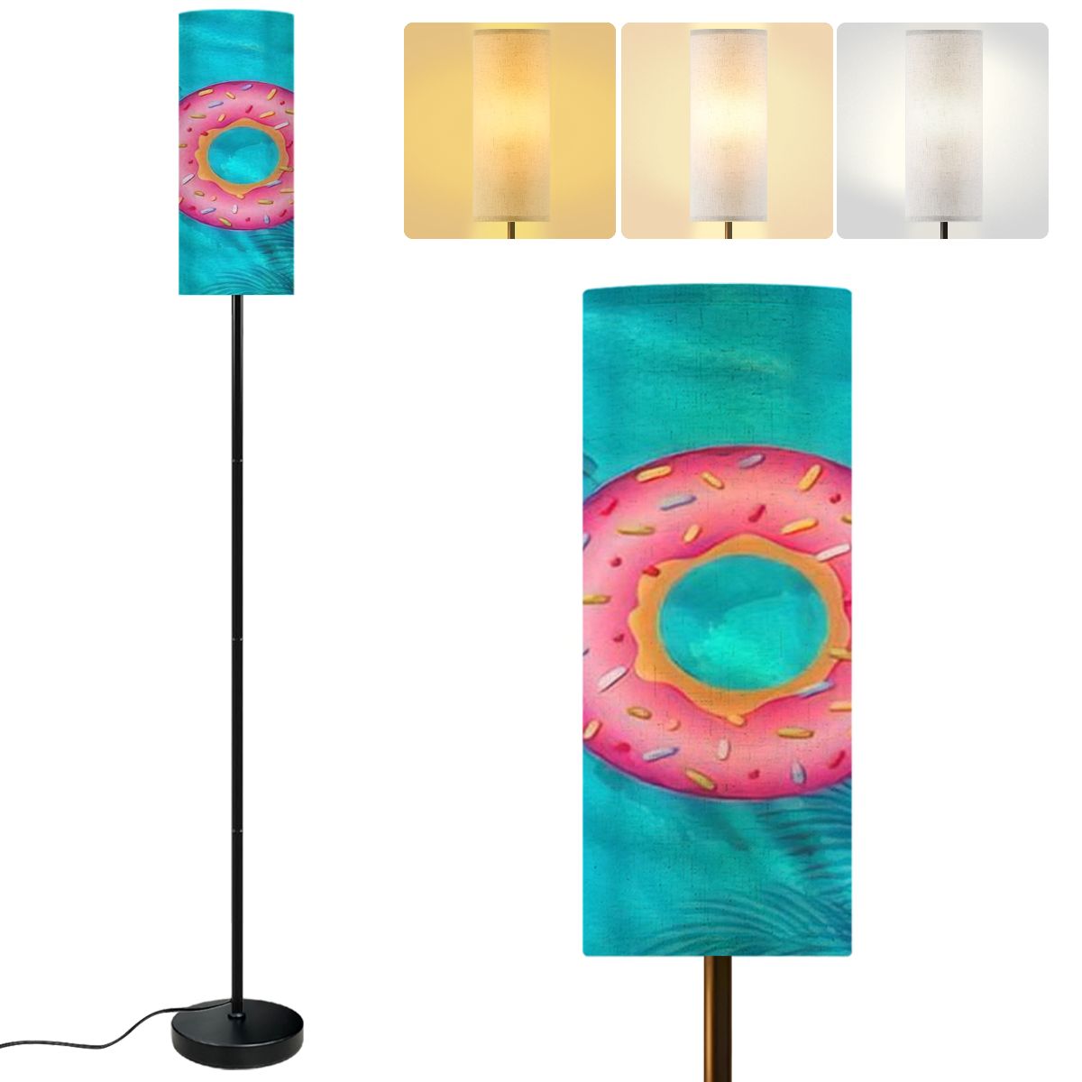 Modern Standing Floor Lamp pool top view inflatable swim ring shape ...