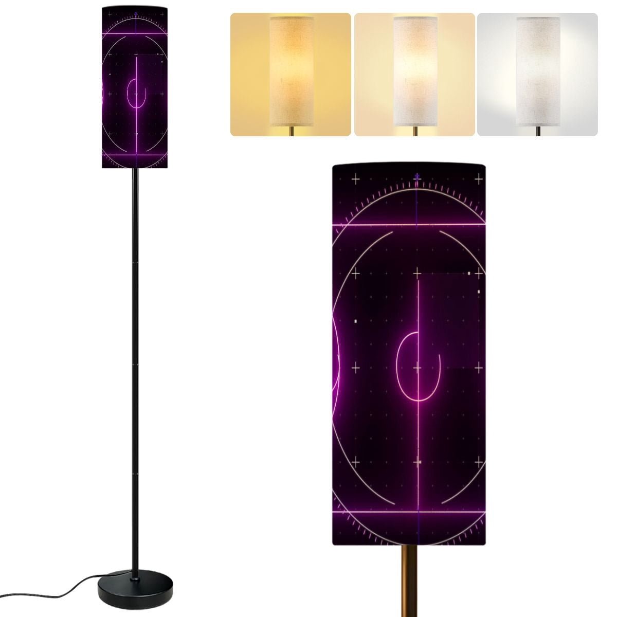 Modern Standing Floor Lamp purple neon basketball court markers sports ...