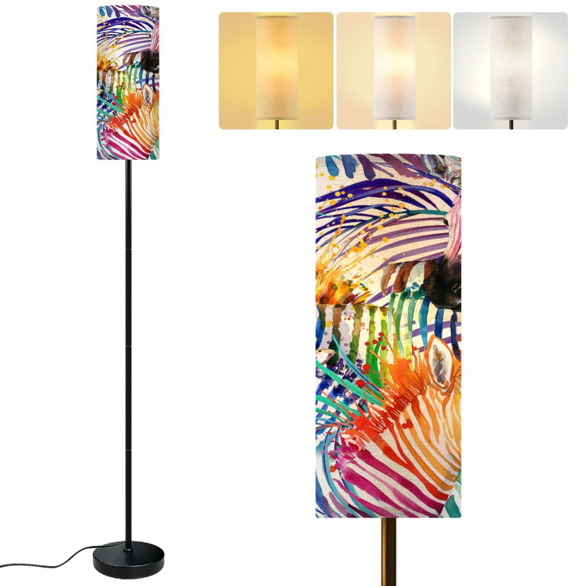 Modern Standing Floor Lamp rainbow zebra seamless pattern tropical ...