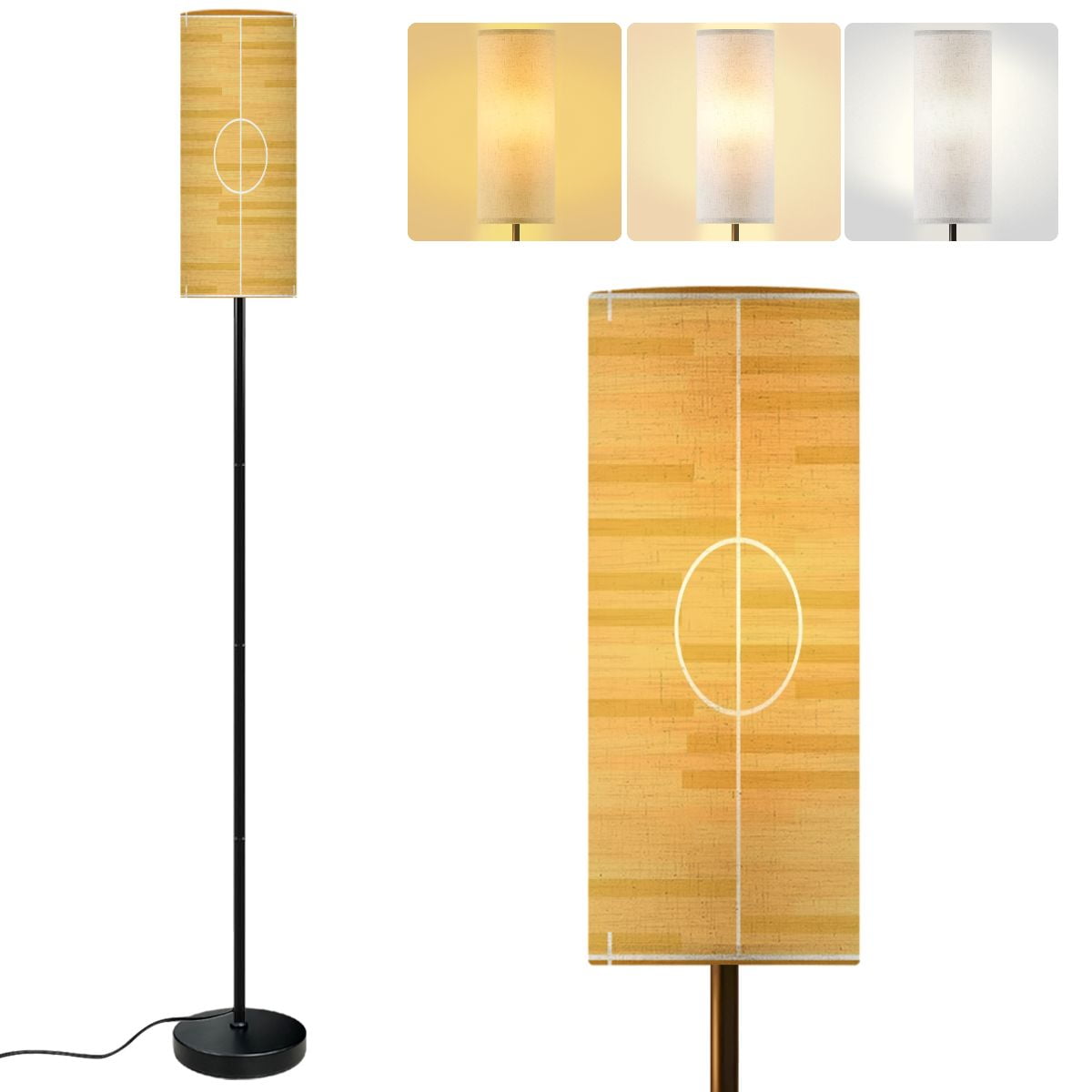 Modern Standing Floor Lamp realistic hardwood textured basketball court ...