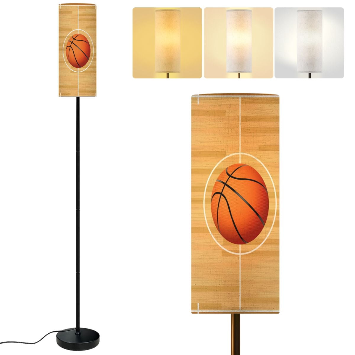 Modern Standing Floor Lamp realistic hardwood textured basketball court ...
