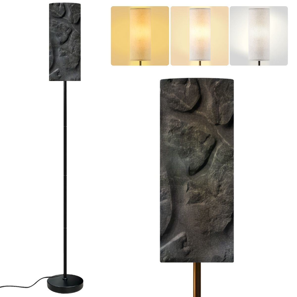 Modern Standing Floor Lamp rendering carved black texture for wall ...