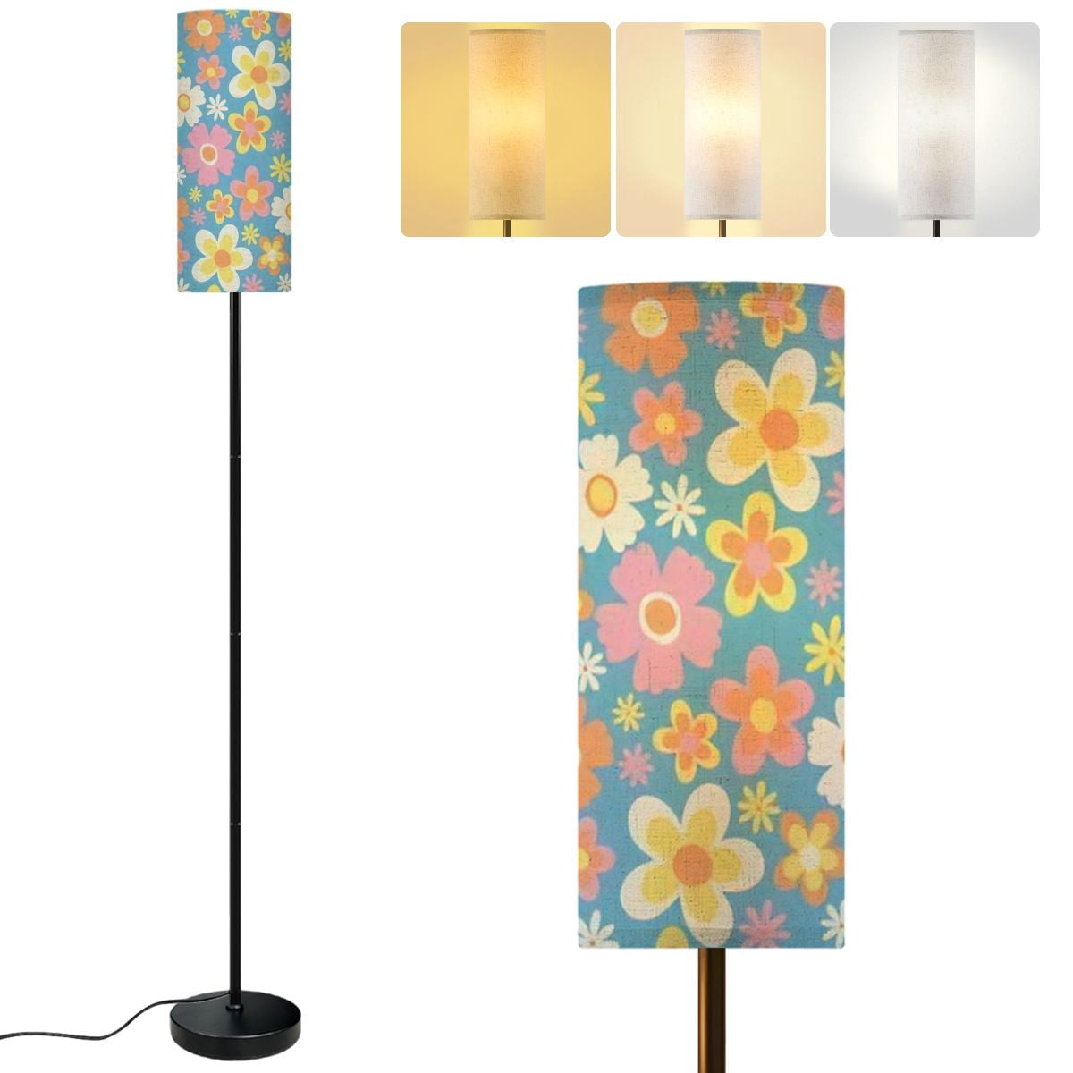 Modern Standing Floor Lamp retro seamless flowers for social media ...