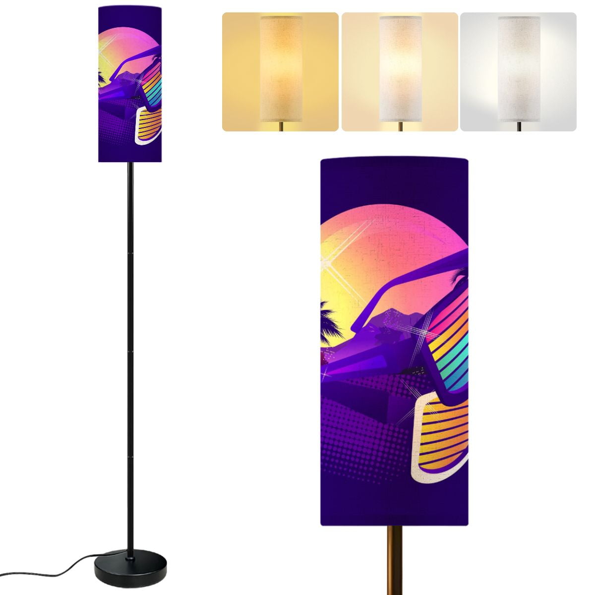 Modern Standing Floor Lamp retro wave abstract mountains illustrations ...