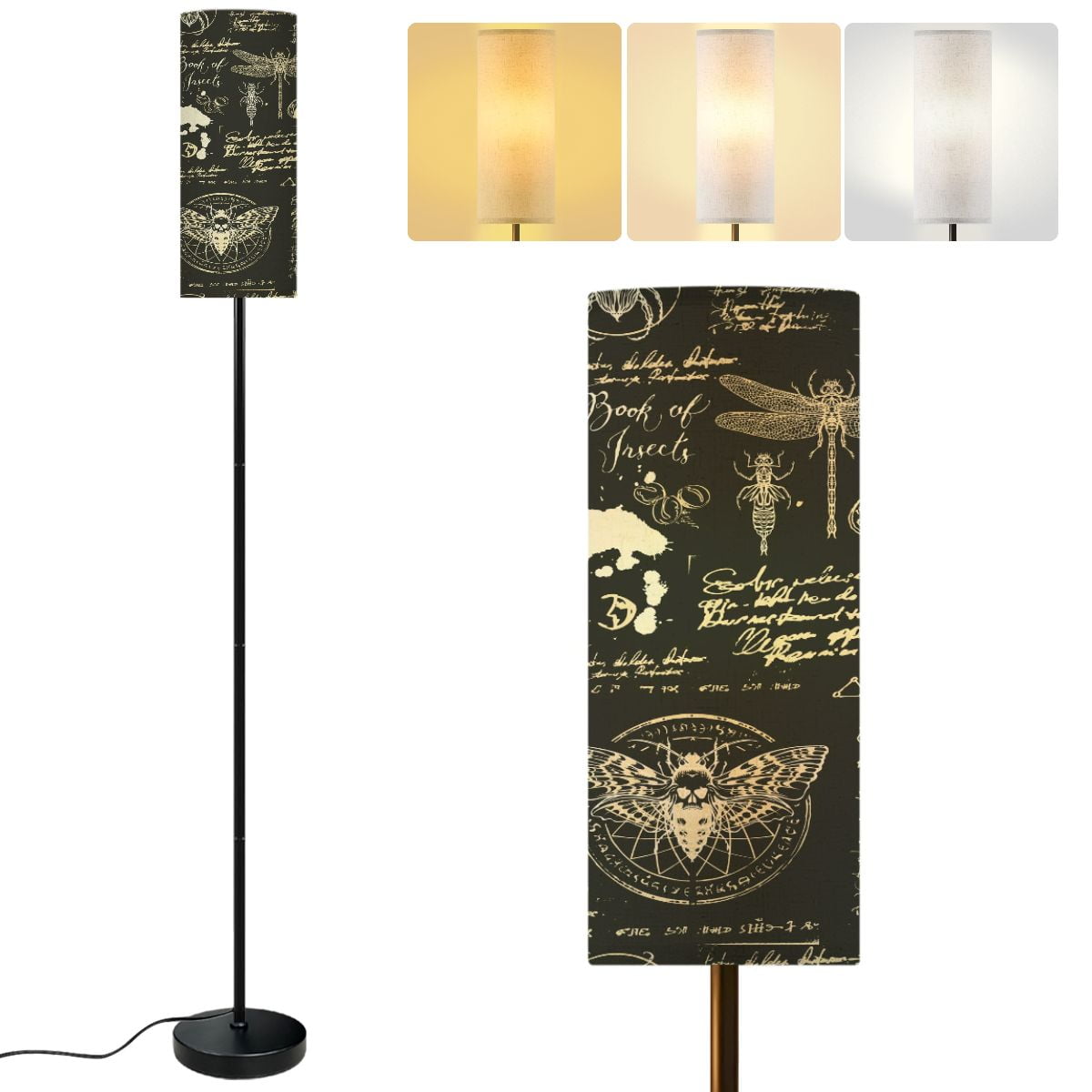 Modern Standing Floor Lamp seamless abstract insects Beetles moths ...