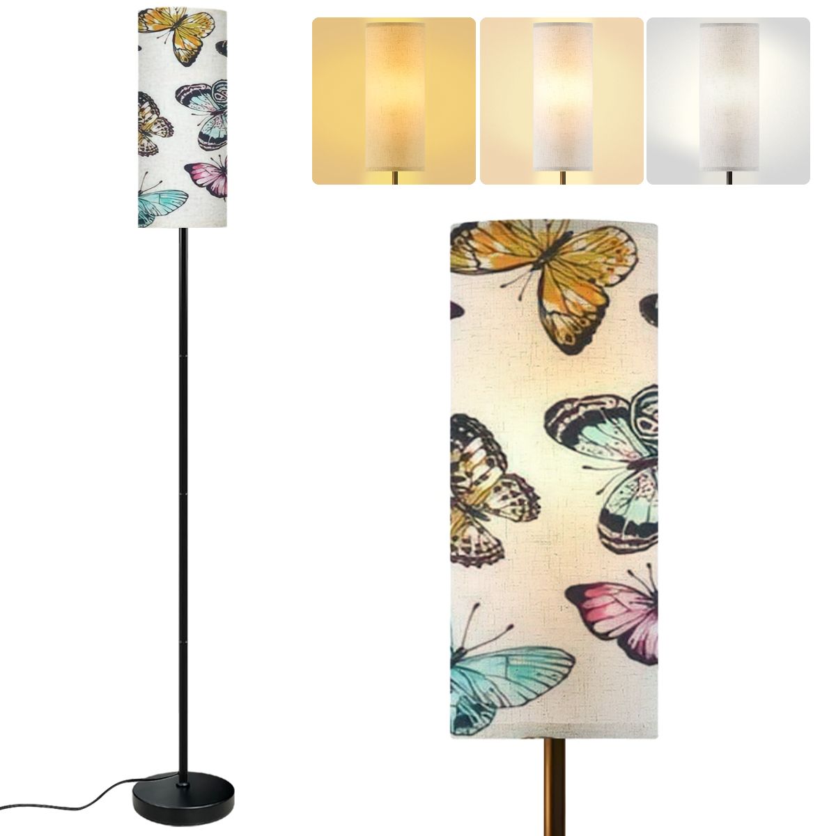 Modern Standing Floor Lamp seamless artistic hand drawn butterfly ...