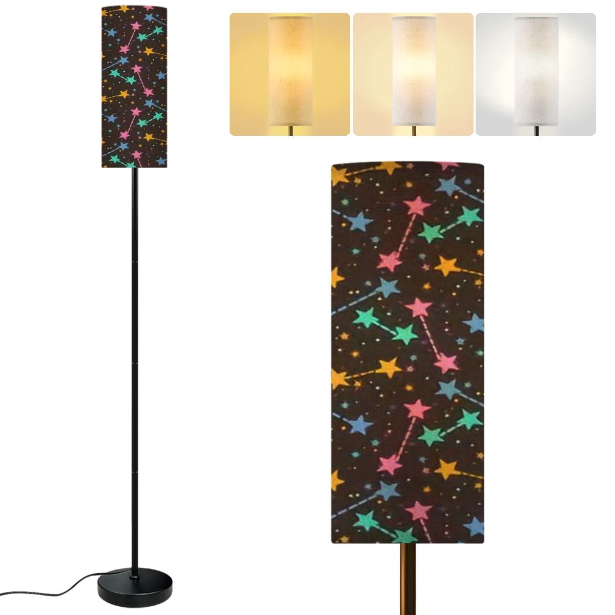 Modern Standing Floor Lamp seamless bright colorful stars dots brown ...