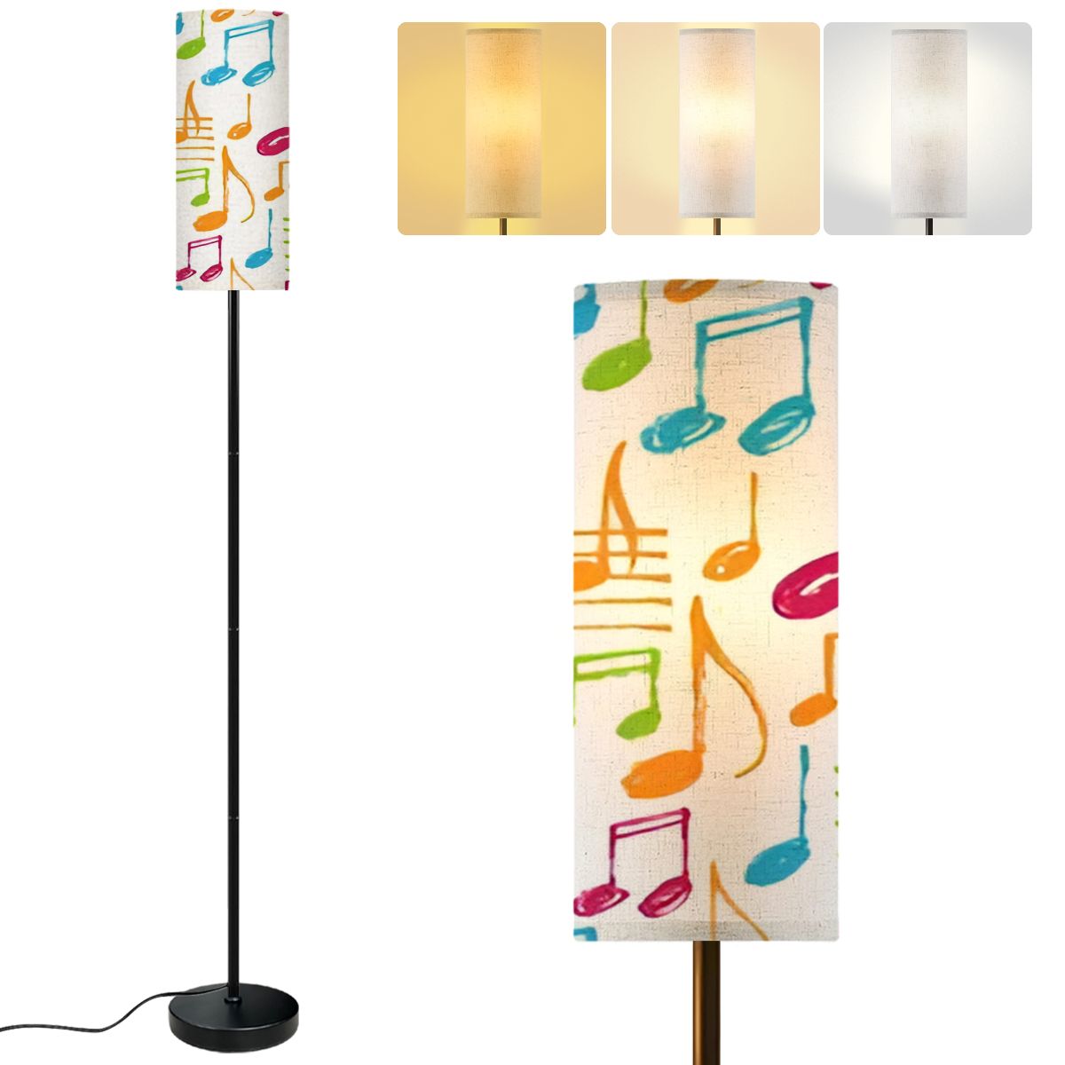 Modern Standing Floor Lamp seamless hand drawn music notes Dimmable ...
