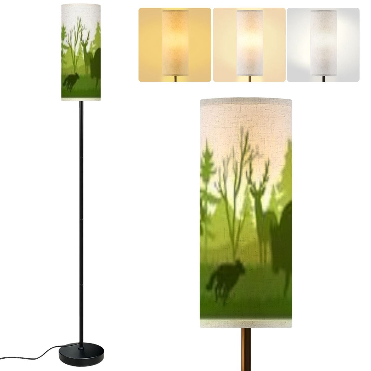 Modern Standing Floor Lamp seamless landscape forest animals ...